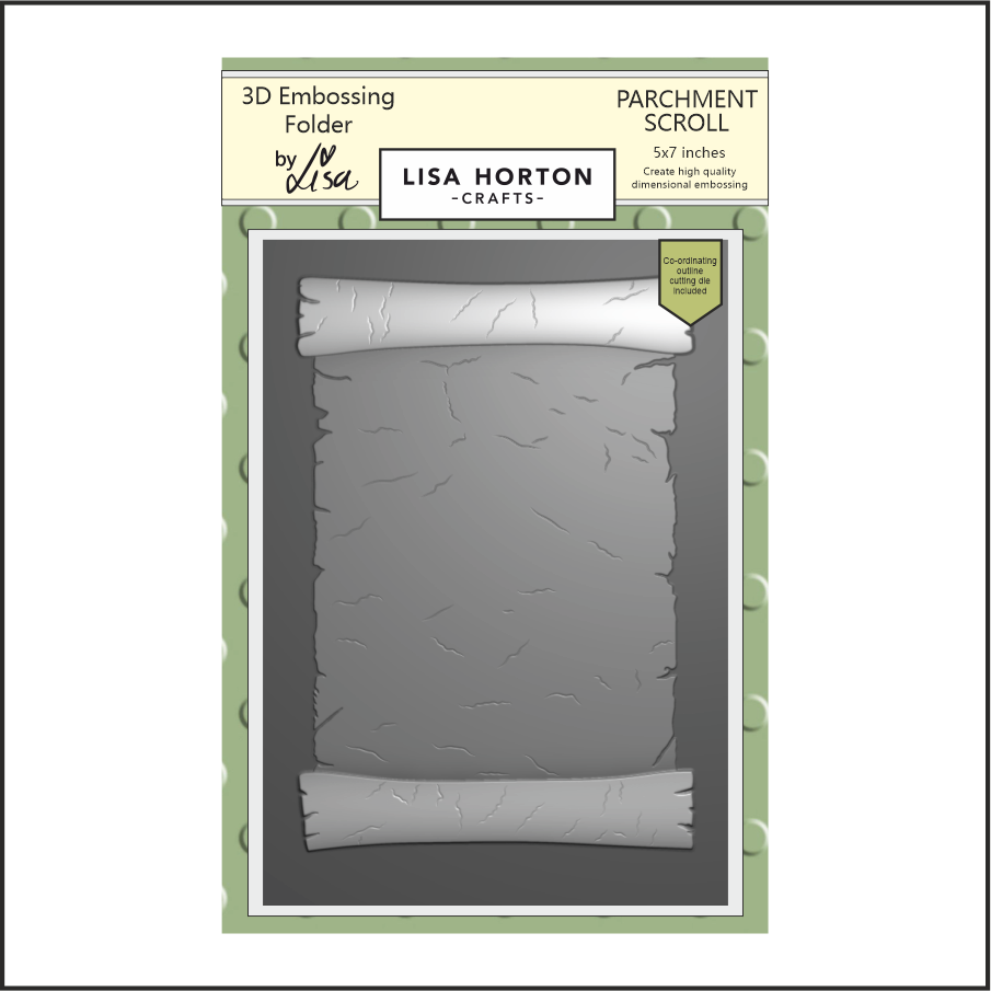 5x7 3D Embossing Folder with Die - Parchment Scroll - Lisa Horton Crafts
