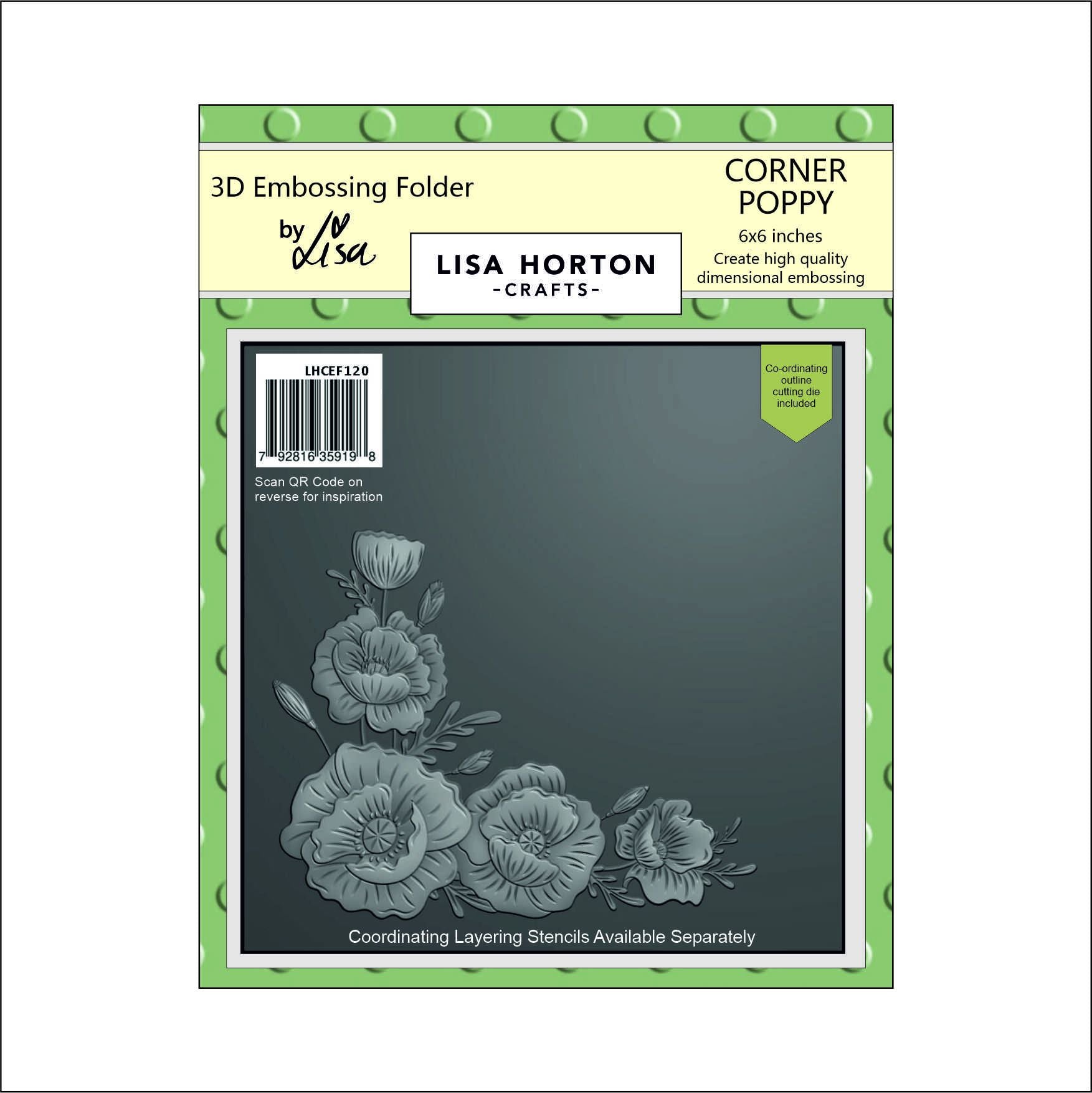 Lisa Horton Crafts Corner Poppy 6" x 6" 3D Embossing Folder with Die