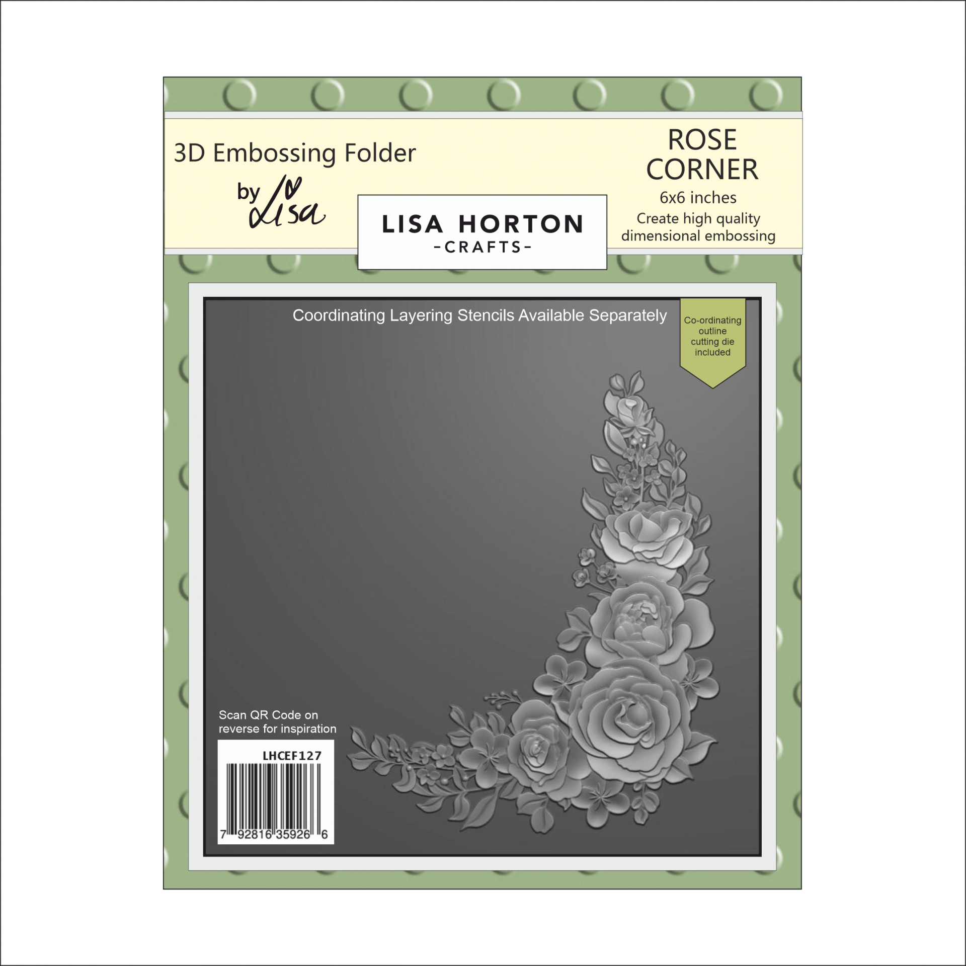Rose Corner 3D 6x6 Embossing Folder - Lisa Horton Crafts
