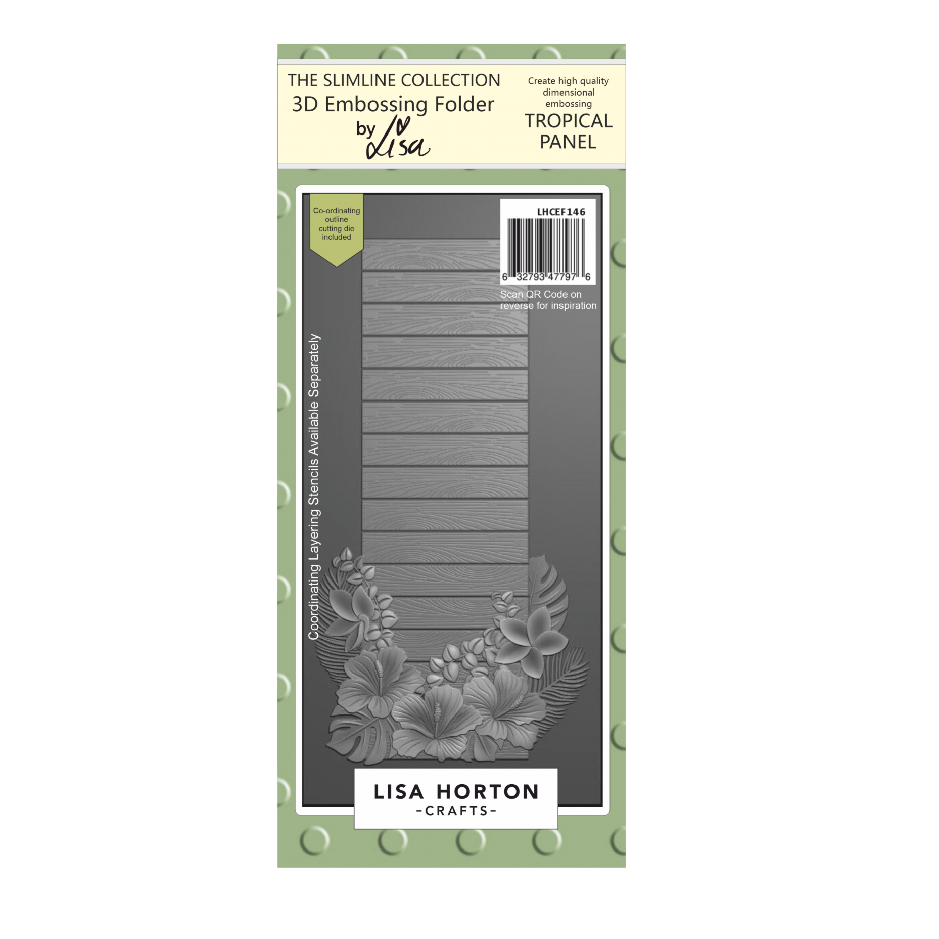 Lisa Horton Crafts Tropical Panel DL 3D Embossing Folder with Die