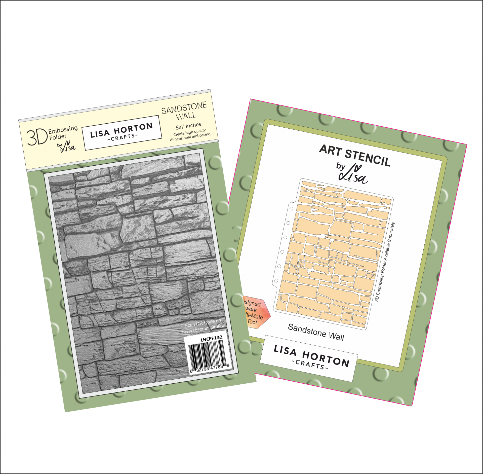 Sandstone Wall 3d Embossing folder & Stencil - Lisa Horton Crafts