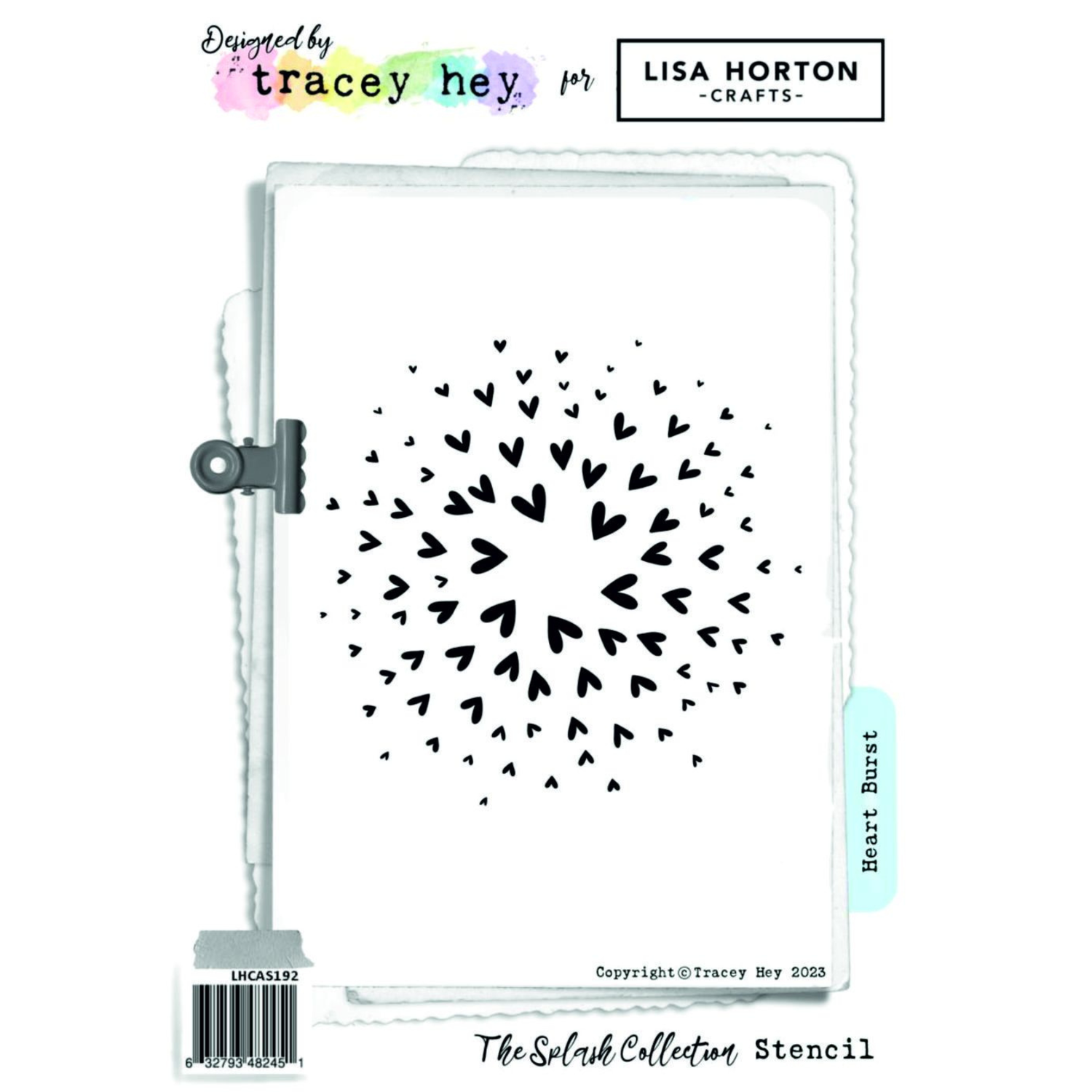Tracey Hey Heart Burst 6x6 Stencil - Lisa Horton Crafts