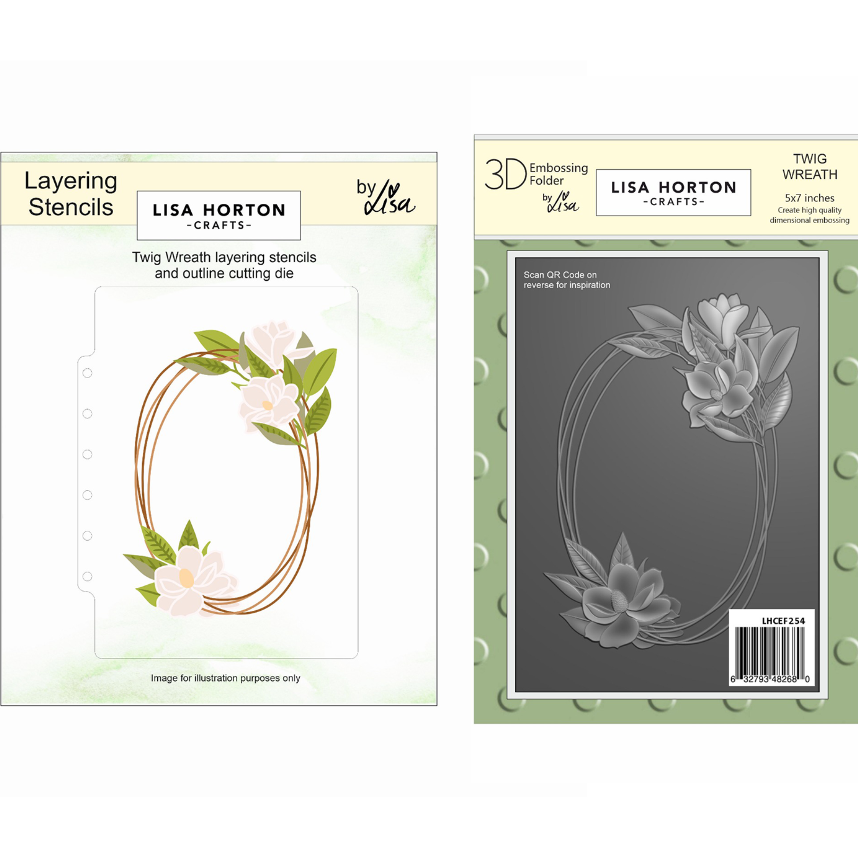 Twig Wreath 5" x 7" Embossing Folder, | Lisa Horton Crafts