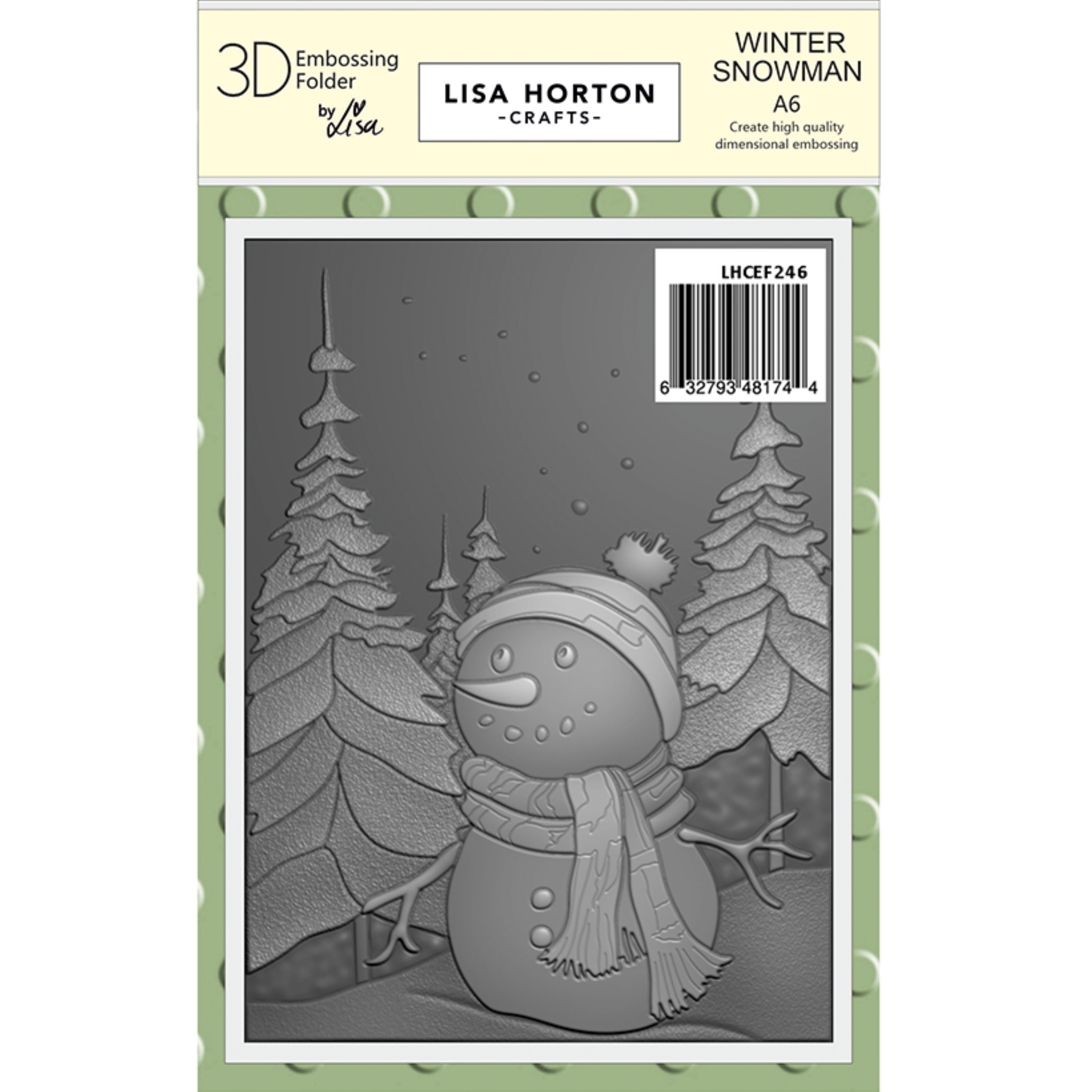 Lisa Horton Crafts Winter Snowman A6 3D Embossing Folder